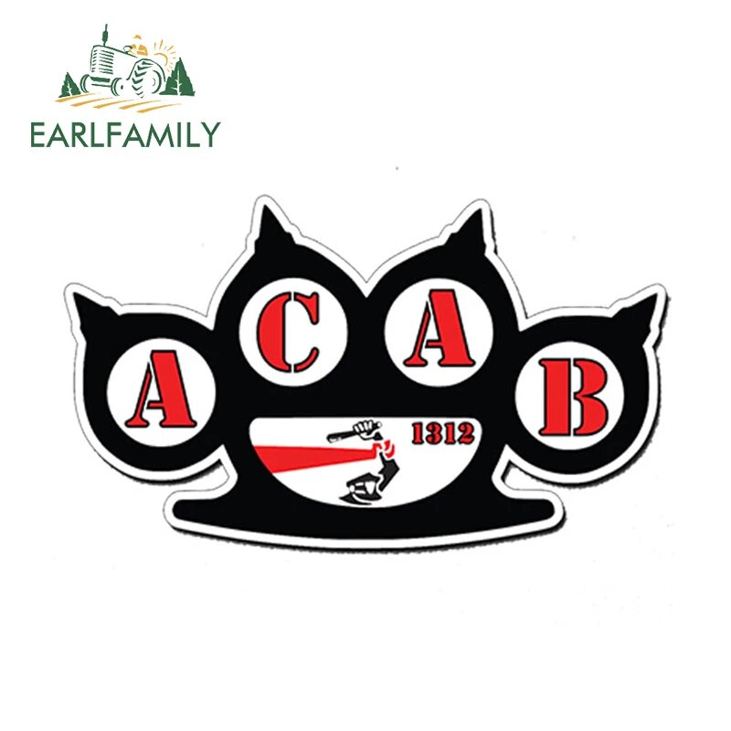 EARLFAMILY 13 см x 7,5 см Стайлинг автомобиля ACAB 1312 Наклейка виниловый бампер хулы хулиганы полиция копы борьба Ultras Автомобильная наклейка