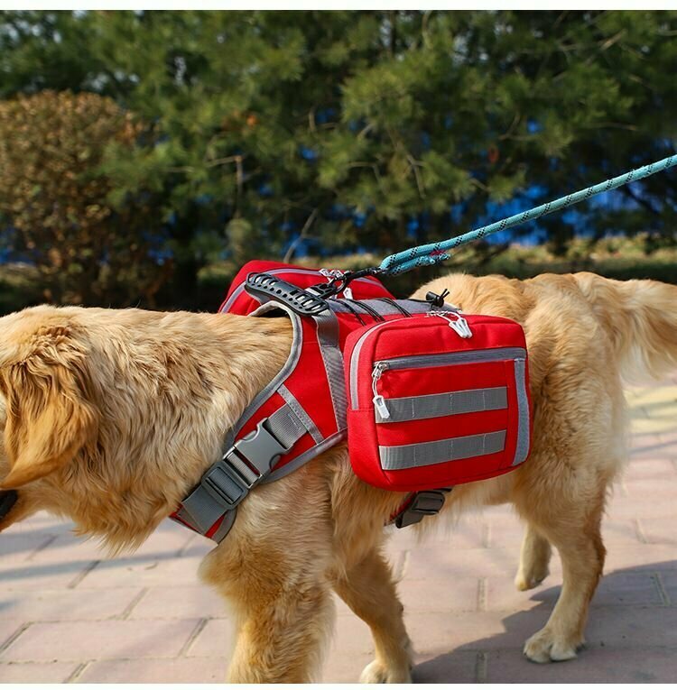 Шлейка для собак с рюкзаком и карманами на спину (сумка-седло), обхват груди 74-98 смдомашнее животное -enj