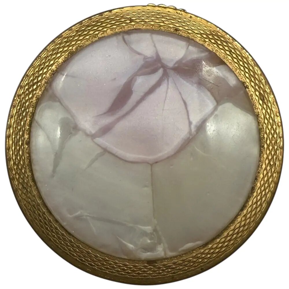 Пудреница "Перламутр", 8 см, зеркало, латунь, 1960-1970 гг, СССР