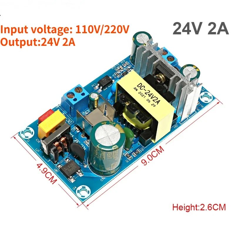 Импульсный блок питания AC 110V/220V To DC 12V 24V 36V 48V 1A 2A 4A 6A 7A 9A, 24V2A, 85-265V