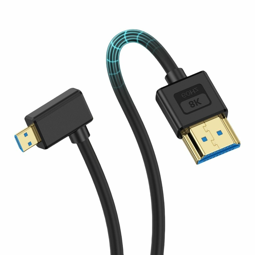 Адаптер питания usb, Силиконовый кабель версии 2.1 Длина кабеля Micro HDMI 30 см-A прямой D правый