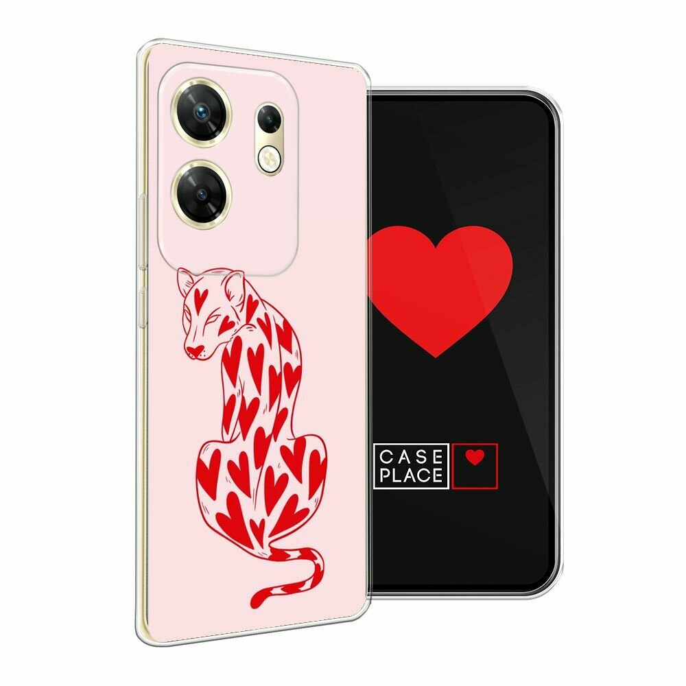 Чехол на Infinix Zero 30 4G / Инфиникс Зеро 30 4G с принтом "Heart panther 1 - 14 февраля" — фото 1