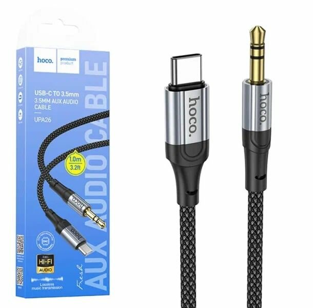 Кабель USB TYPE-C- 3,5мм Jack AUX/ акустический/ аудио кабель для смартфона/ в машину/ 1м, HOCO UPA26