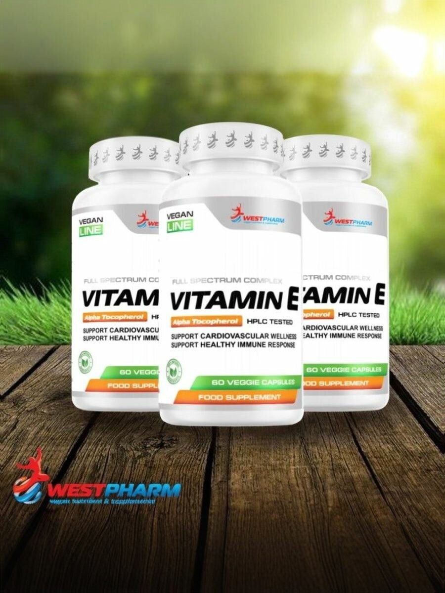 Vegan line Vitamin E 400iu, 60 капсул