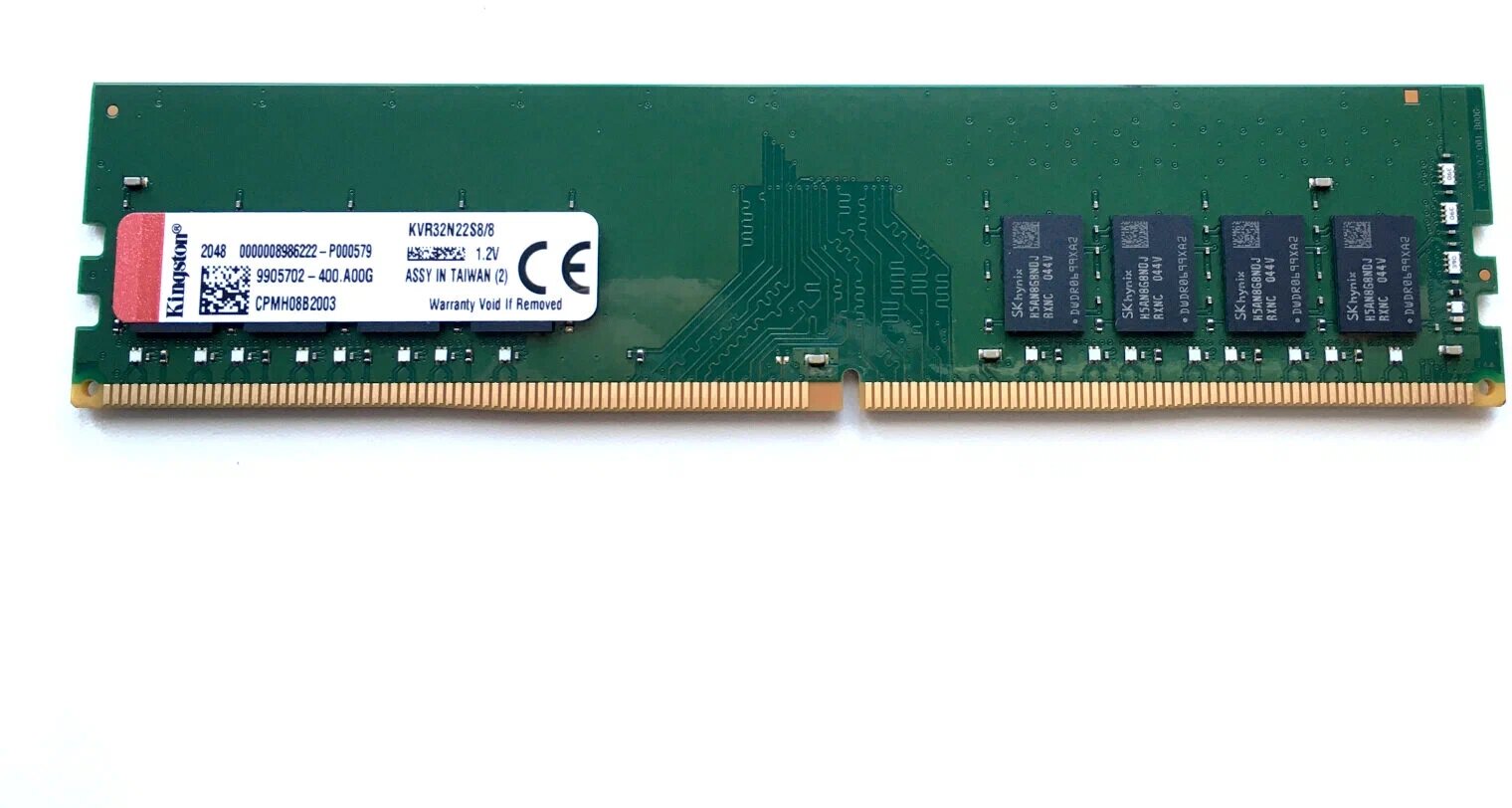 Оперативная память Kingston KVR32N22S8/8 DIMM DDR4 3200МГц - 1x 8ГБ 3200МГц