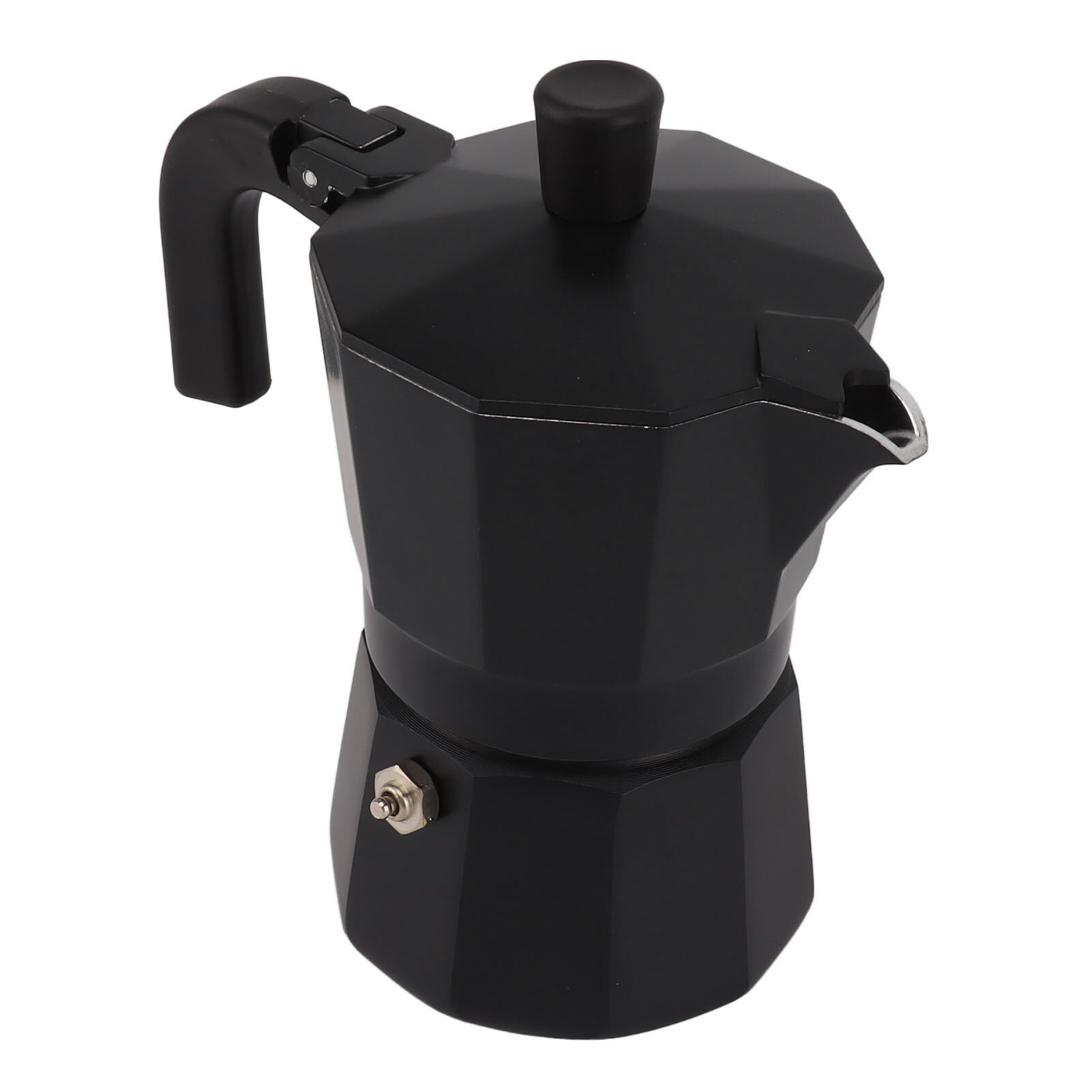 Кофеварка на плите Moka Pot делает настоящий итальянский кофе, восьмиугольный алюминий для домашнего использования, черный