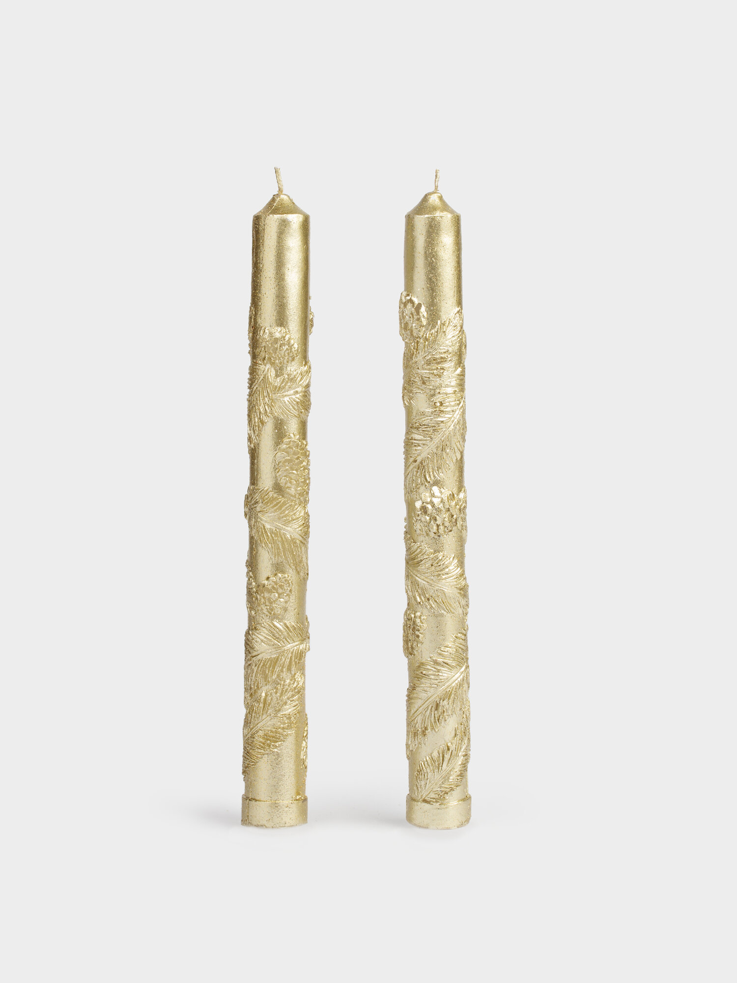 Свеча, 25 см, 2 шт, тонкая, шампань, Шишки и ветви, Winter delice, Kuchenland