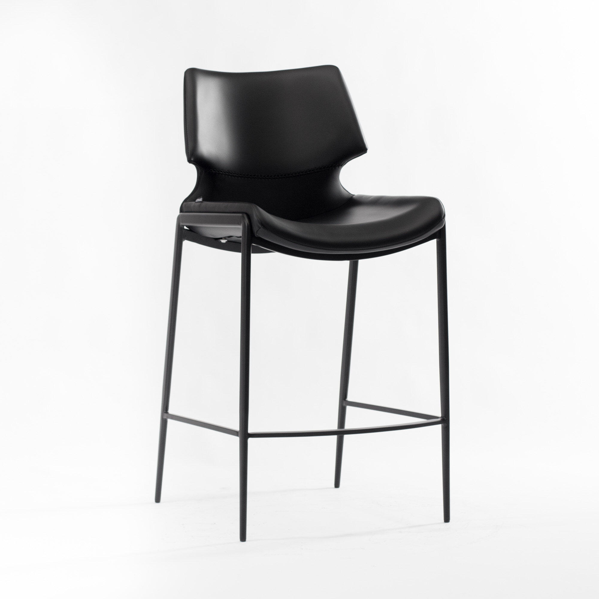 Стул барный Бремен черная экокожа ножки черные для дома/для гостиной/для столовой/для кафе/кухонный стул/стул кухонный