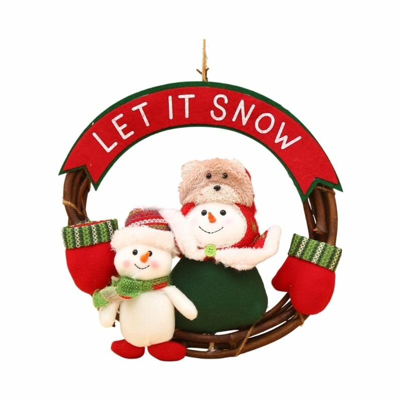 Рождественское Украшение Из Ротанговой Гирлянды-Рождественский Снеговик