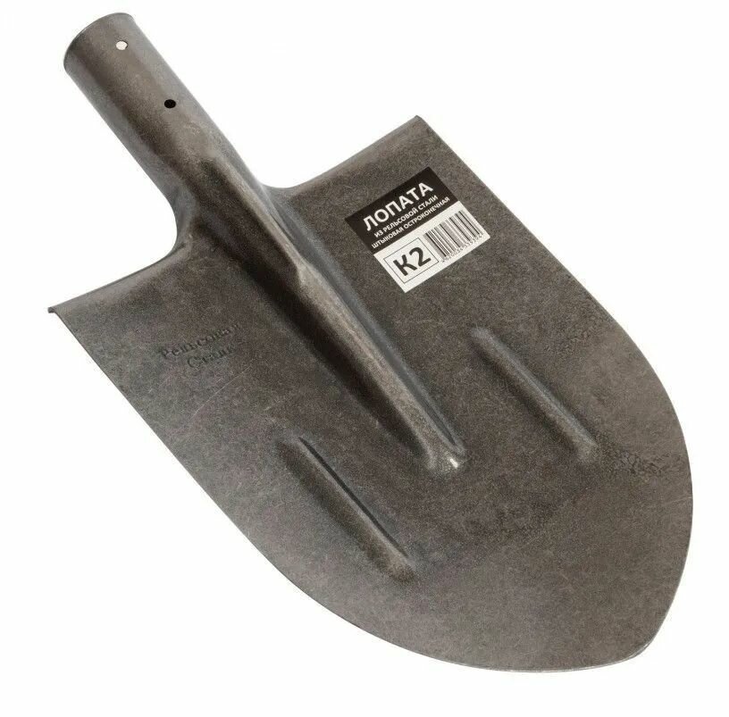 Лопата штыковая БТМ К2 техпром, рельсовая сталь, остроконечная, черная, 0.72-0.78 кг