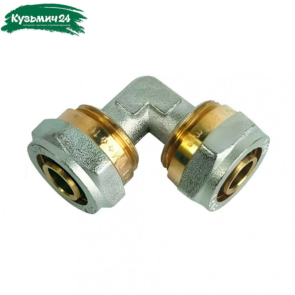 Угольник 90 гр. обжимной 26х16 мм, отвод переходной, латунь никелированная