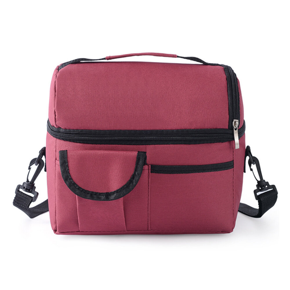 Большая утепленная сумка для обеда Термосумка для грудного молока охлаждающая сумка с двумя отделениями Термобокс для обеда Черный/Темно-синий/Красный/Светло-синий/Красно-вишневый/Серый/Розово-красный/Оранжевый Материал 600D Оксфордский ткань