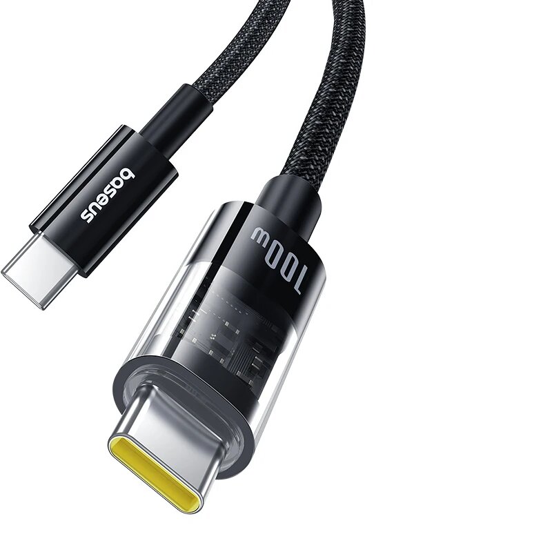 Кабель Baseus 100 Вт типа C для iPhone 17 16 15 USB C PD, зарядное устройство для быстрой 1 м