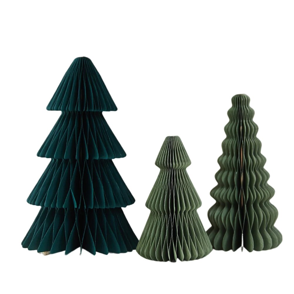 Оригинальные рождественские елочки из сотовой бумаги 3 шт.