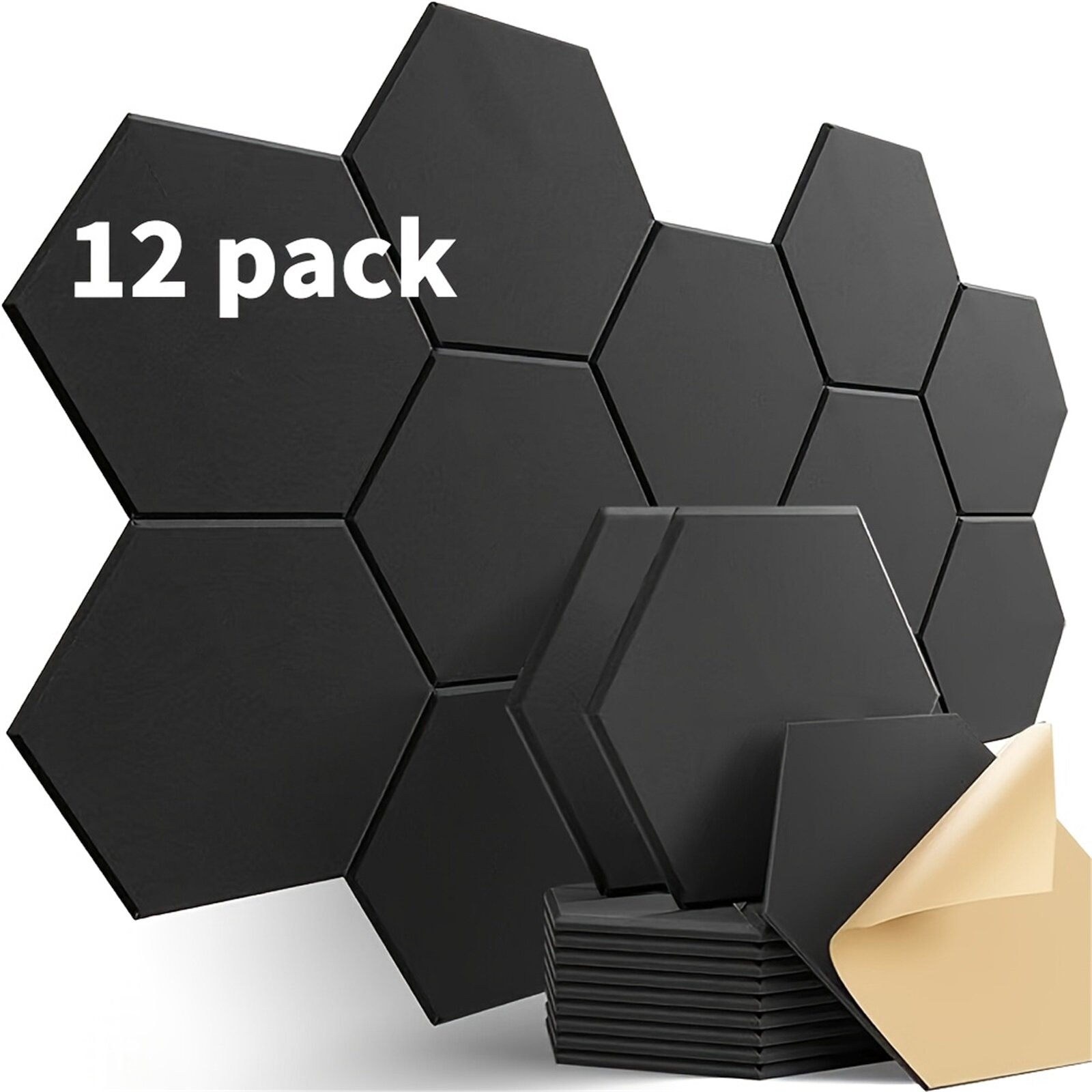 Вибропоглощающие шестигранные плиты с клейким слоем, 12 шт, 26x30x0.9 см