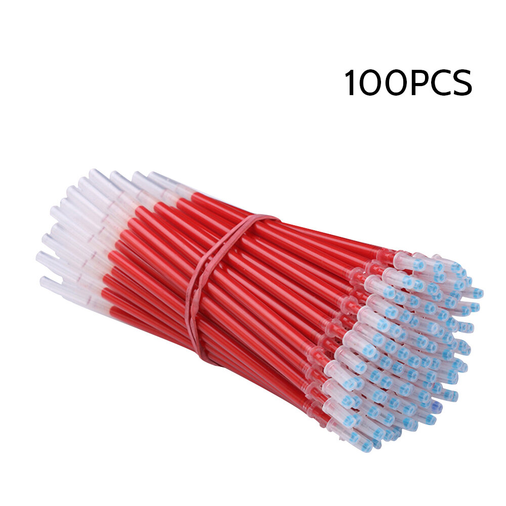 100шт Заправки для нейтральных ручек Bullet Full Needle для школы и офиса, Красная гелевая заправка, Материал: Пластик, Стиль: Bullet 0.5mm, Full Needle 0.5mm, Full Needle 0.38mm, Внутренний диаметр: 2.45mm