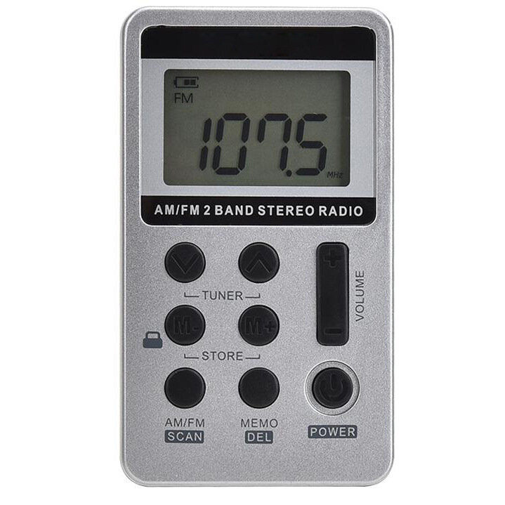 Мини радио портативное цифровое настройка радио FMAM двухполосное валькмэн радио ярко-серебристое