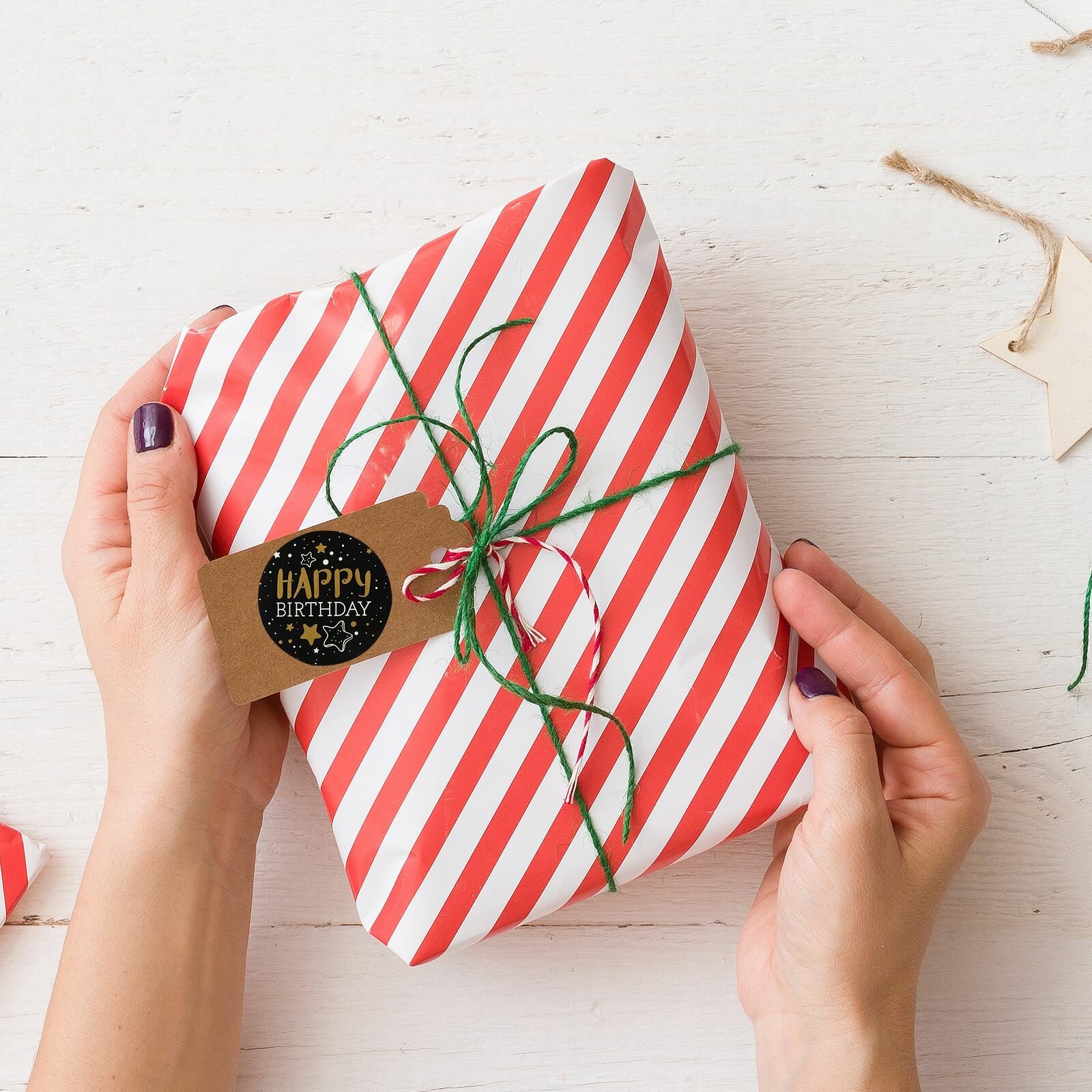 Матовые наклейки-пломбы для упаковки подарков на день рождения из клеящейся бумаги, 10 листов