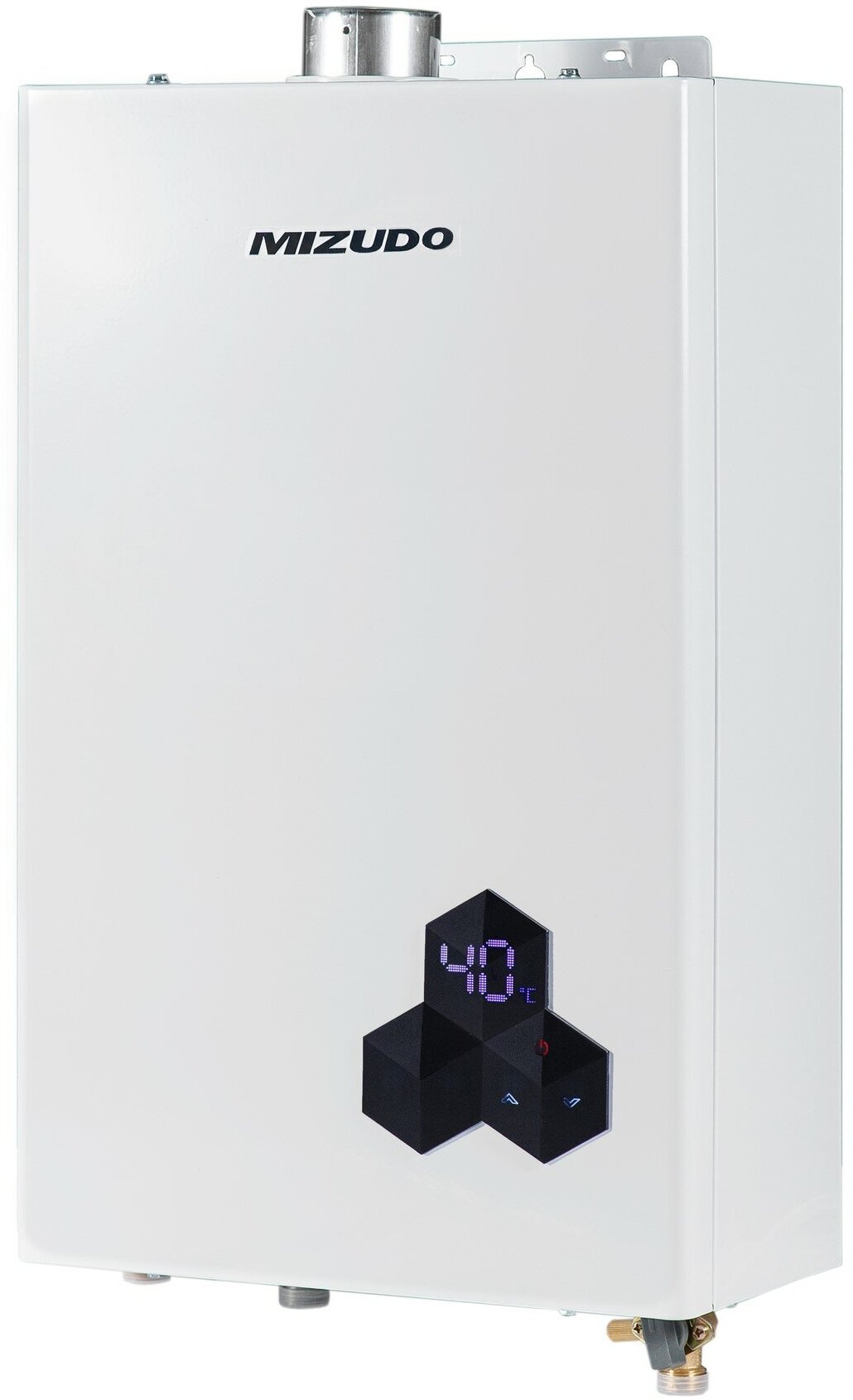 Проточный газовый водонагреватель/ Газовая колонка MIZUDO ВПГ 4-10Т полу-турбо, открытая камера, труба в комплекте