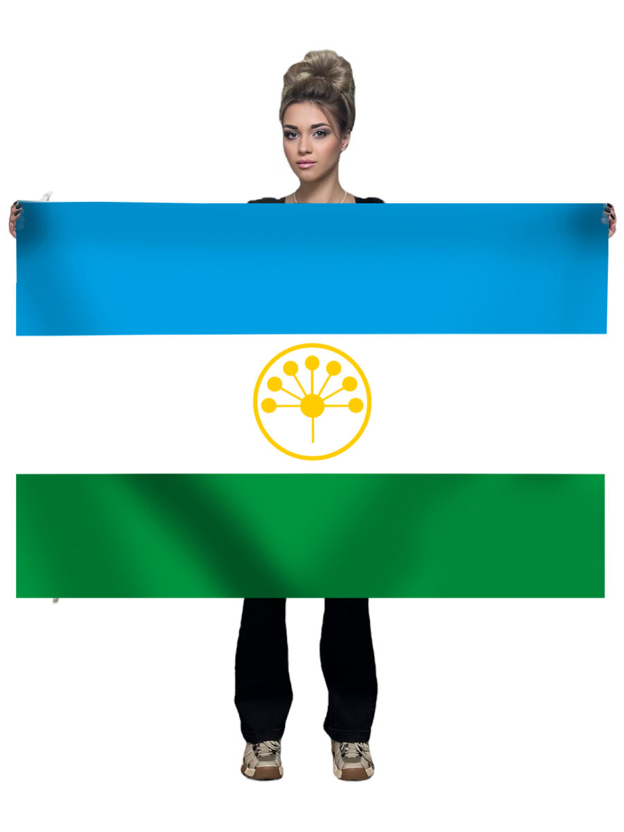 Флаг Башкортостана; размер: 90х135 см; материал: полиэфирный шелк