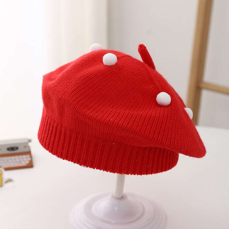 Весенне-осенний корейский вариант для мальчиков и девочек, универсальный вязаный берет ярких цветов, детская стильная повседневная шерстяная шапка, шапка художника.