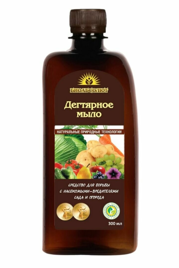 Дегтярное мыло биоабсолют от насекомых-вредителей и болезней, для сада и огорода, 300 мл