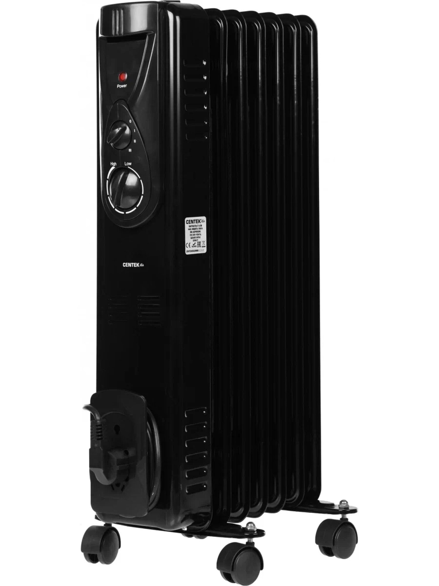 Масляный радиатор Centek CT-6200, черный, 1500 Вт, площадь обогрева 15 м2