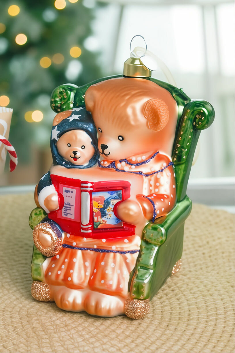 Ёлочная игрушка сказка на ночь, коллекция сказочные мишки, стекло, 12 см, Winter Deco 1001254