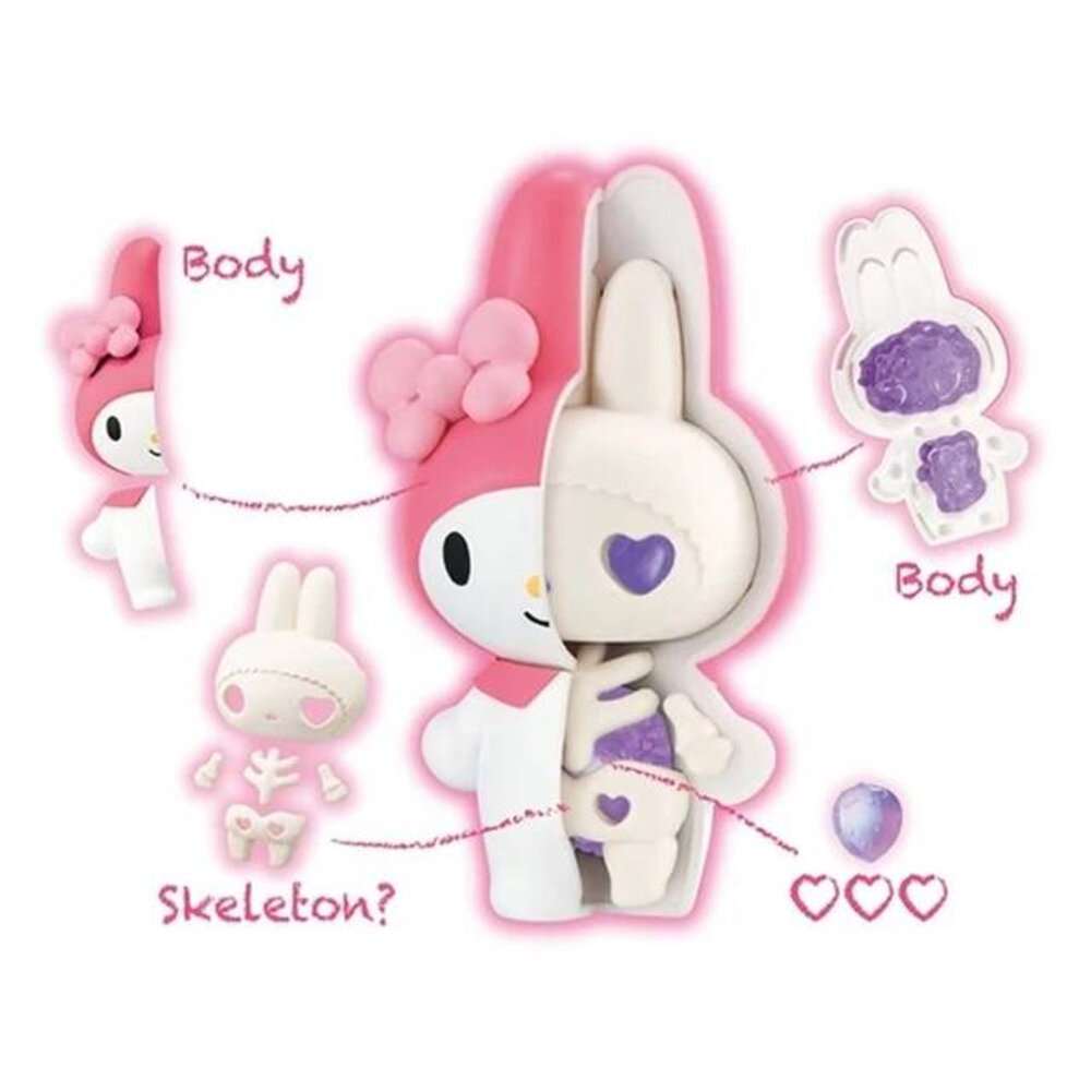 Набор фигурок Sanrio Cartoon Box Half Skull Hello Kitty Cinnamoroll Melody Kuromi, собранная модель, статуэтка, кукла, подарок, игрушка.