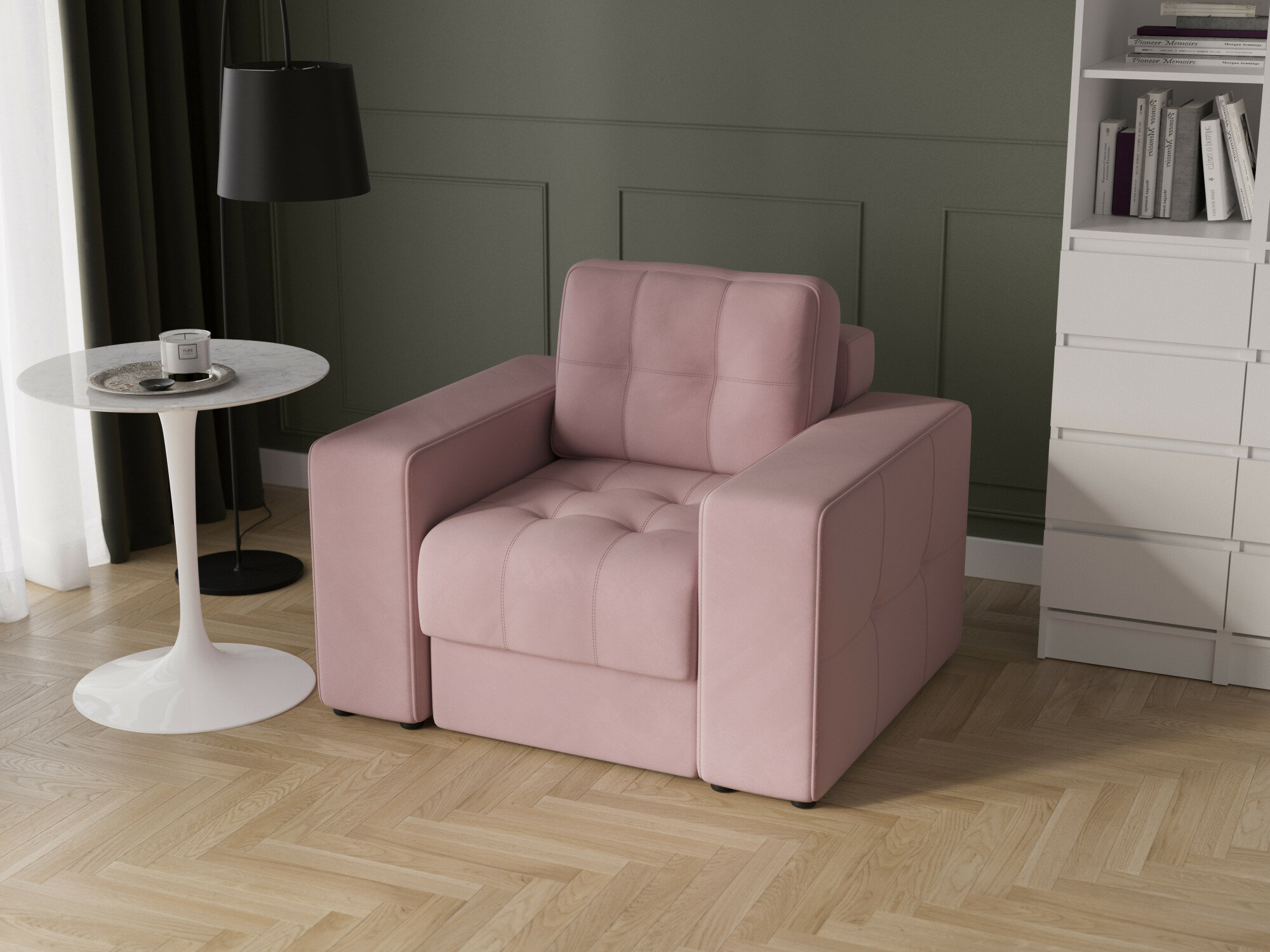 Кресло нераскладное, подлокотники 265мм, Пыльная роза (опоры 25мм)