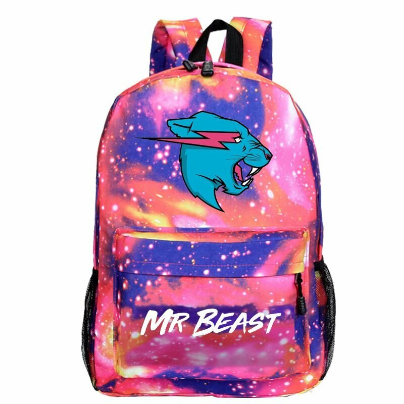 Рюкзак mr beast lightning cat high capacity school bag с дышащим материалом, красный