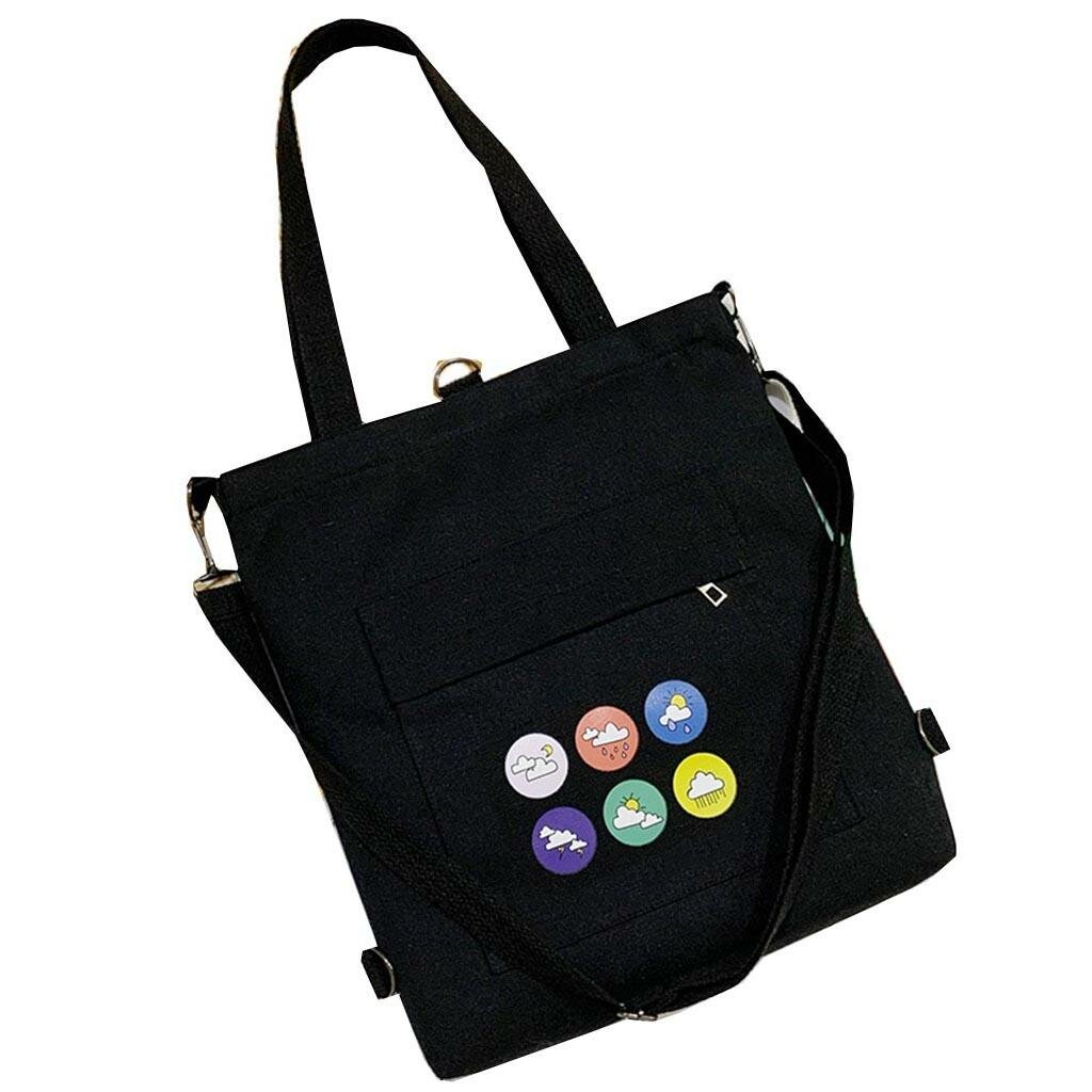 Женский холщовый рюкзак, Черный