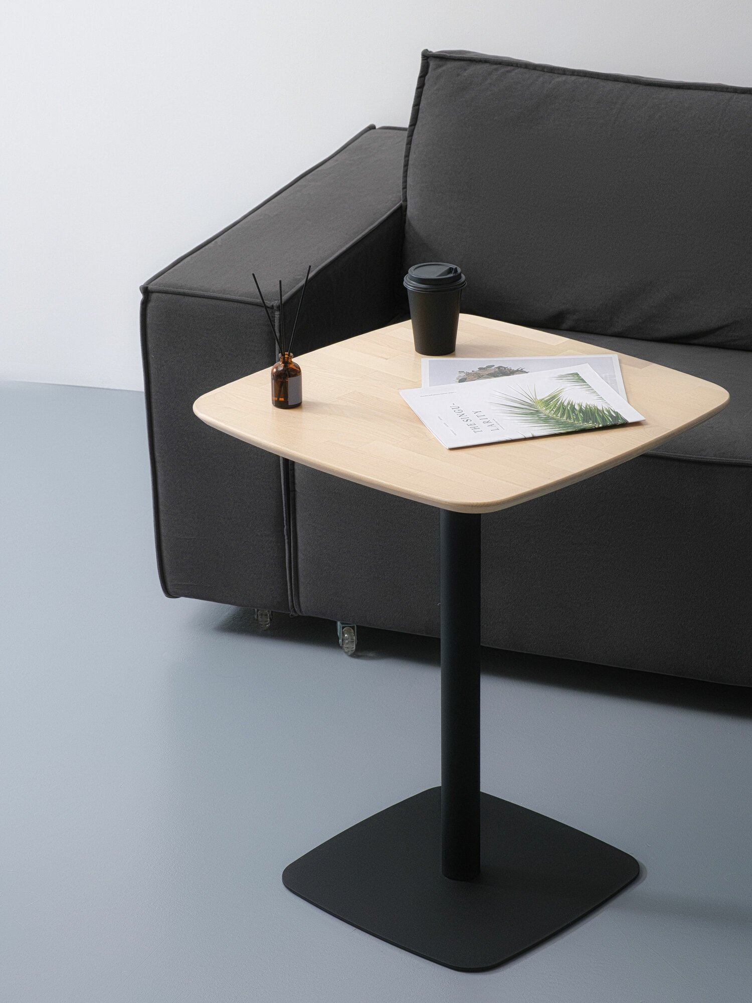 Барный стол IvaRoom "Стоун" , натуральная береза, квадратной формы, лакированная столешница, высота 73 см