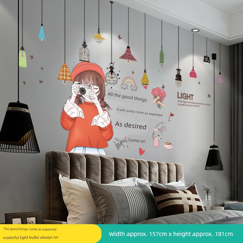 Наклейки на стену для спальни, уютные, самоклеящиеся, для декора стены у кровати, фоновые обои для девичьей комнаты,