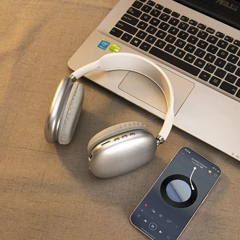Премиальные беспроводные наушники Bluetooth в цвете космической серости, технология TWS для ежедневного комфорта,