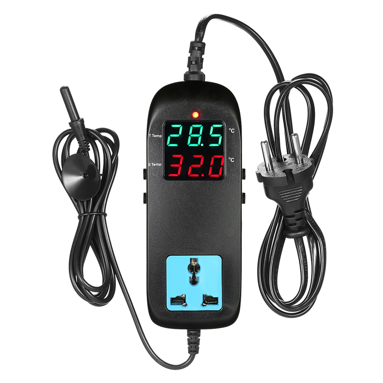 Электронный термостат с LED-дисплеем, цифровой терморегулятор для инкубации, термостат с термопарой и розеткой, 90В250В переменного тока.