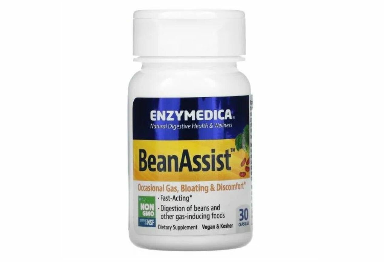 Enzymedica, BeanAssist, Ферменты от вздутия живота, 30 капсул