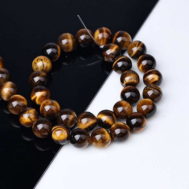 Кристалл Jingyao, натуральный желтый тигровый глаз, круглые бусины, свободные бусины, длинная цепочка, DIY, ручная работа, бусины, кошачий глаз, тигровый глаз, полуфабрикат