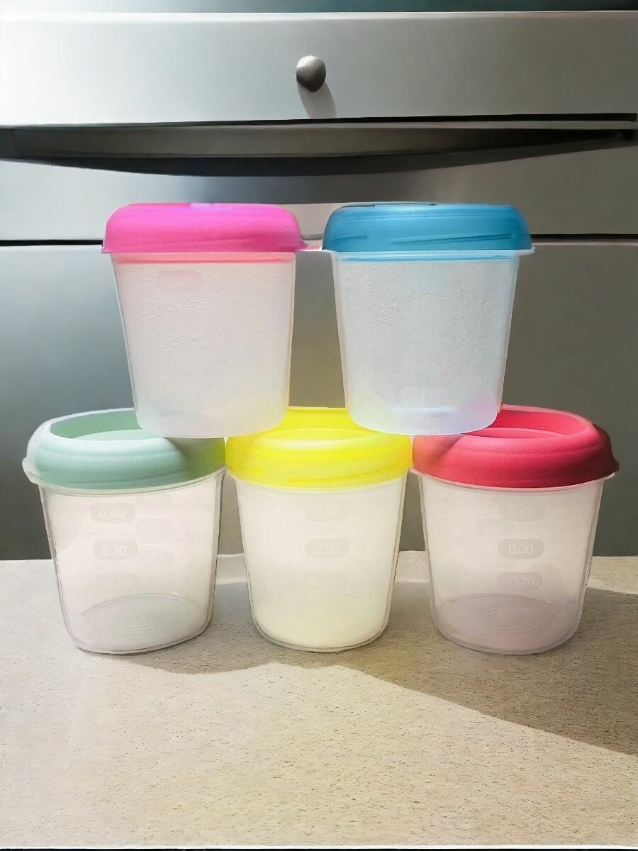 Контейнер пищевой с винтовой крышкой пластик, 5шт по 0,55л