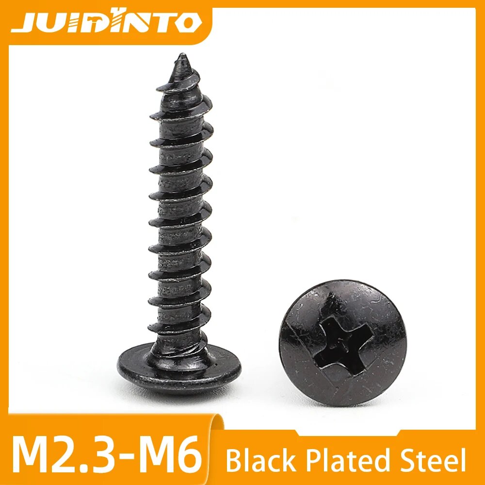 JUIDINTO Саморезы черные из углеродистой стали M2.3 M3 M4 M5 M6 M2.3 50pcs, 8mm