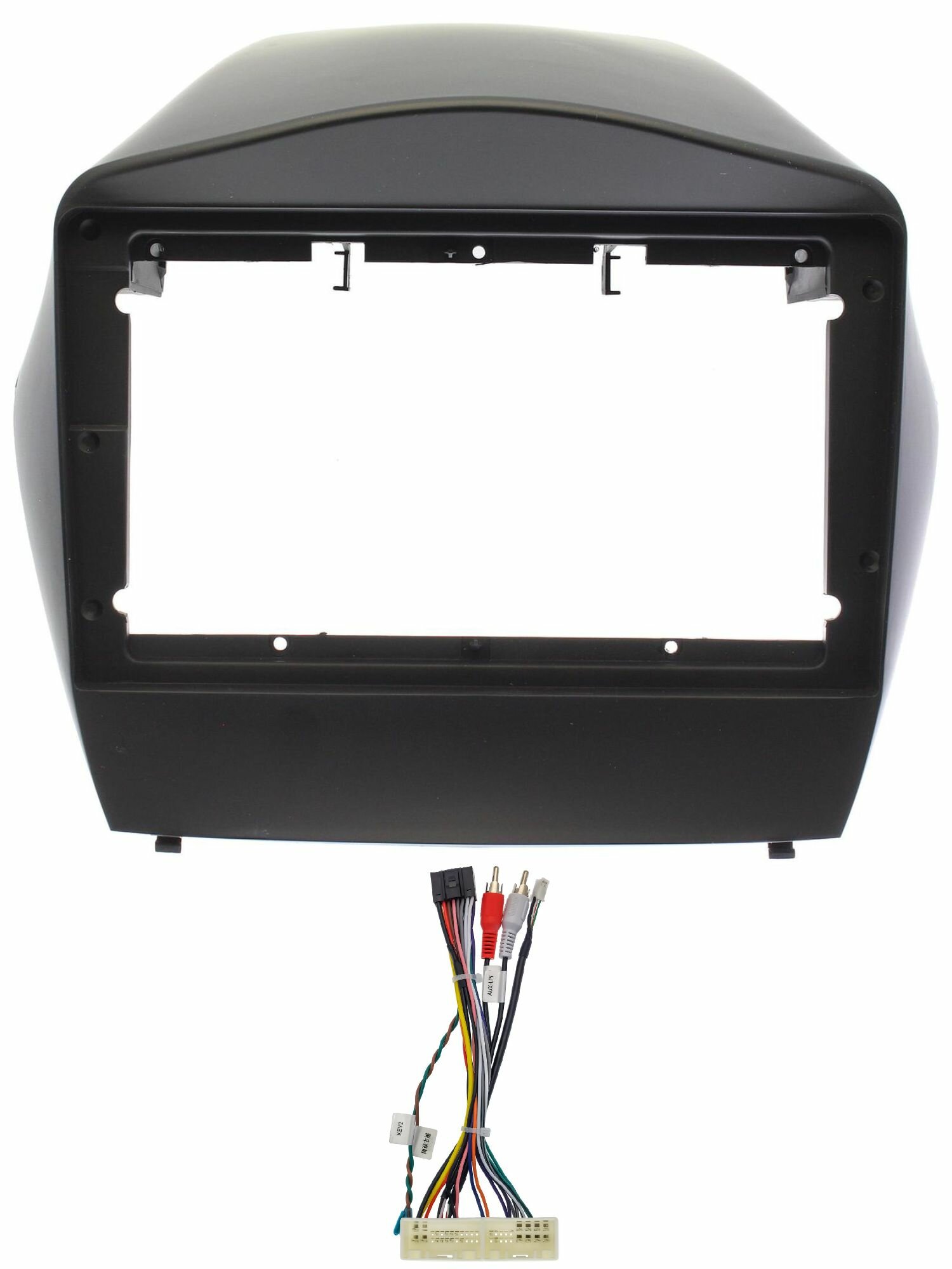 Рамка переходная Hyundai ix35, Tucson 2009 - 2015 для авто без камеры + проводка для 9" магнитолы / Wide Media