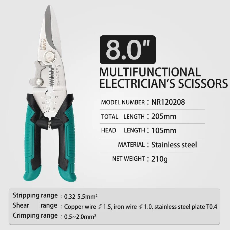 Многофункциональные ножницы для электрика AMR 8inch, NR120407