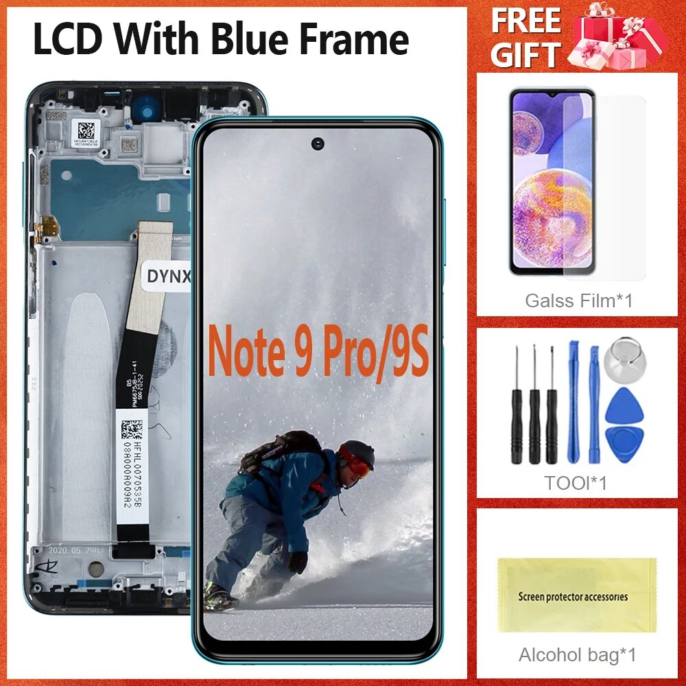 100% протестированный дисплей для Xiaomi Redmi Note 9S M2003J6A1G, сенсорный экран с рамкой для Redmi Note 9Pro, замена экрана