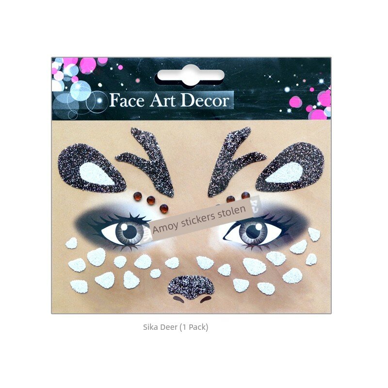 Наклейки для лица для вечеринки, украшения для детей, мультяшные животные, макияж, лиса, лев, тигр, сценический макияж,
