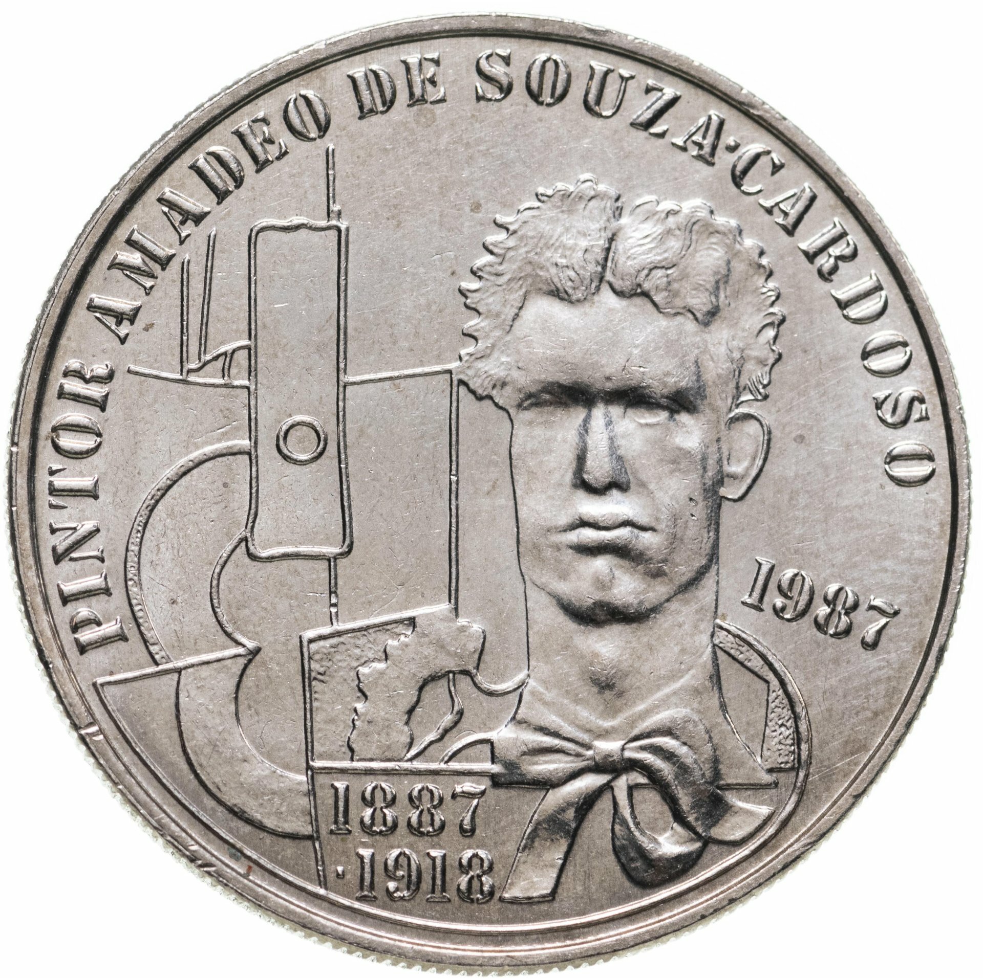 Португалия 100 эскудо escudos 1987 "100 лет со дня рождения Амадеу ди Соуза-Кардозу", Мельхиор медь-никель, в сохранности AU