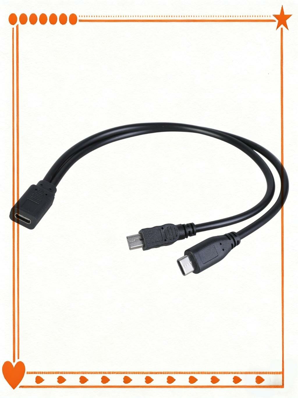 USB-C разветвитель (мама) на Mini-USB и USB-C (папа)