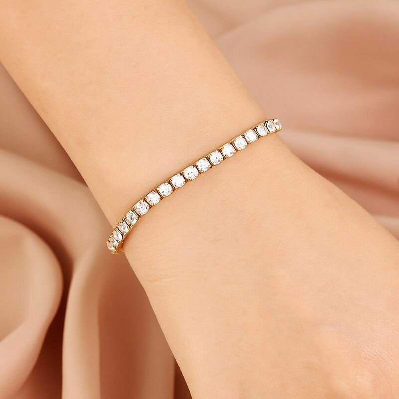 Теннисный браслет, циркон синтетический, стразы