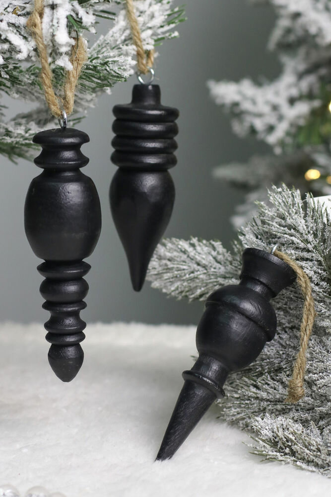 Набор ёлочных игрушек кольянтес, дерево, чёрный, 10 см, 3 шт, Koopman International A68100410-набор