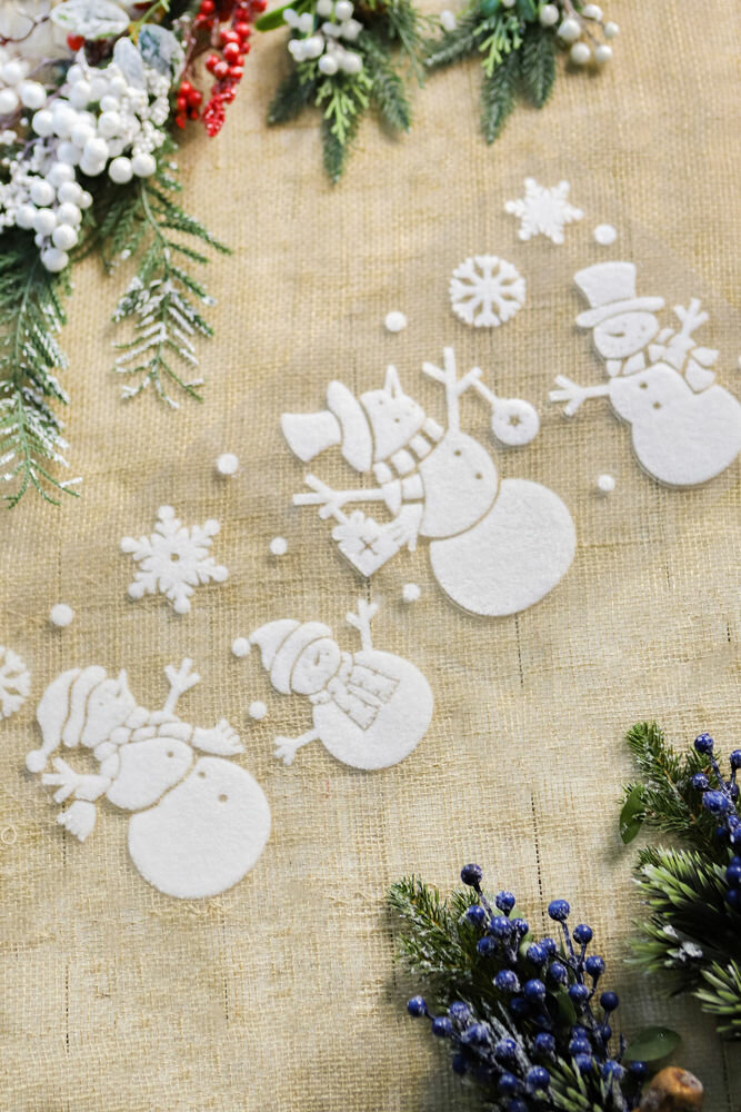 Декоративные наклейки ледяная история со снеговиками, белые, 23х49 см, Kaemingk 461578-4