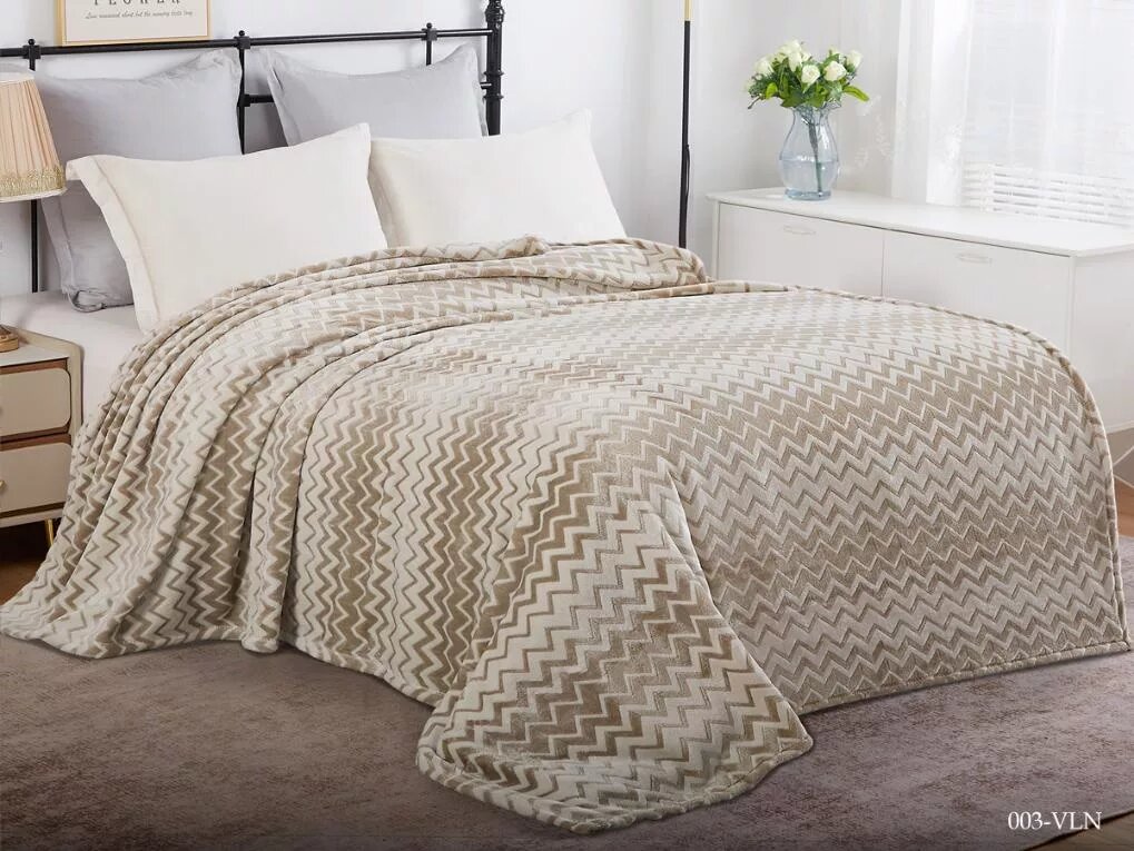 Плед из велсофта Volna 003-VLN Cleo (бежевый), 200x220